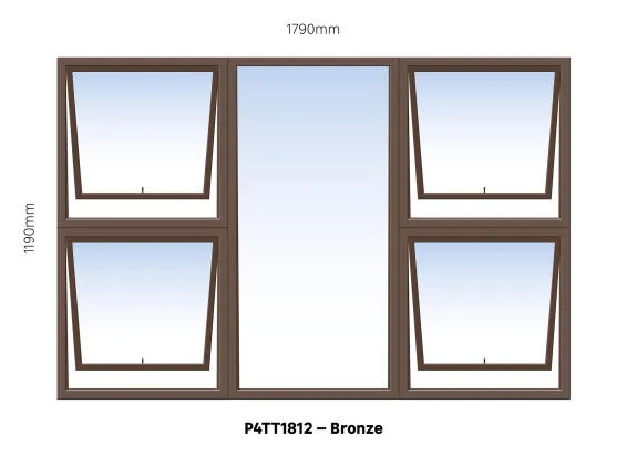 Aluminium Window Bronze PTT1812 4 Vent W1800mm X H1200mm - Vereeniging ...